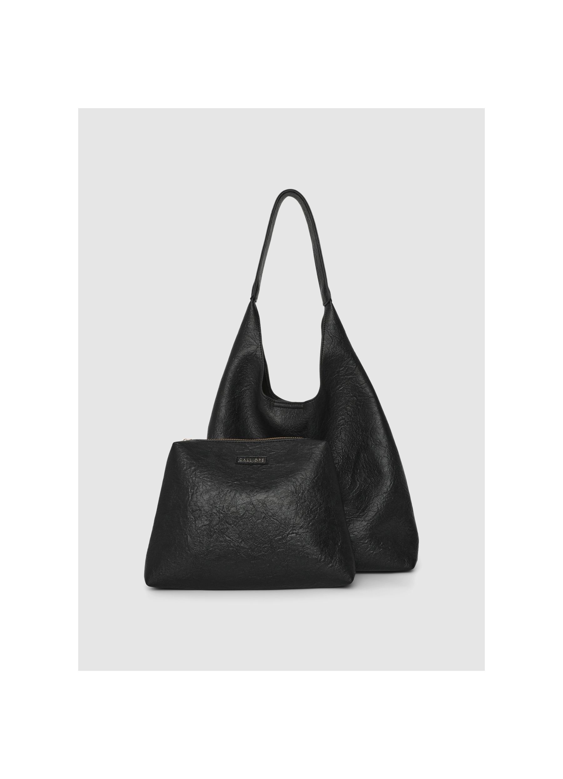 Trapezoid shopper with removable pouch ultrablack | Calliope