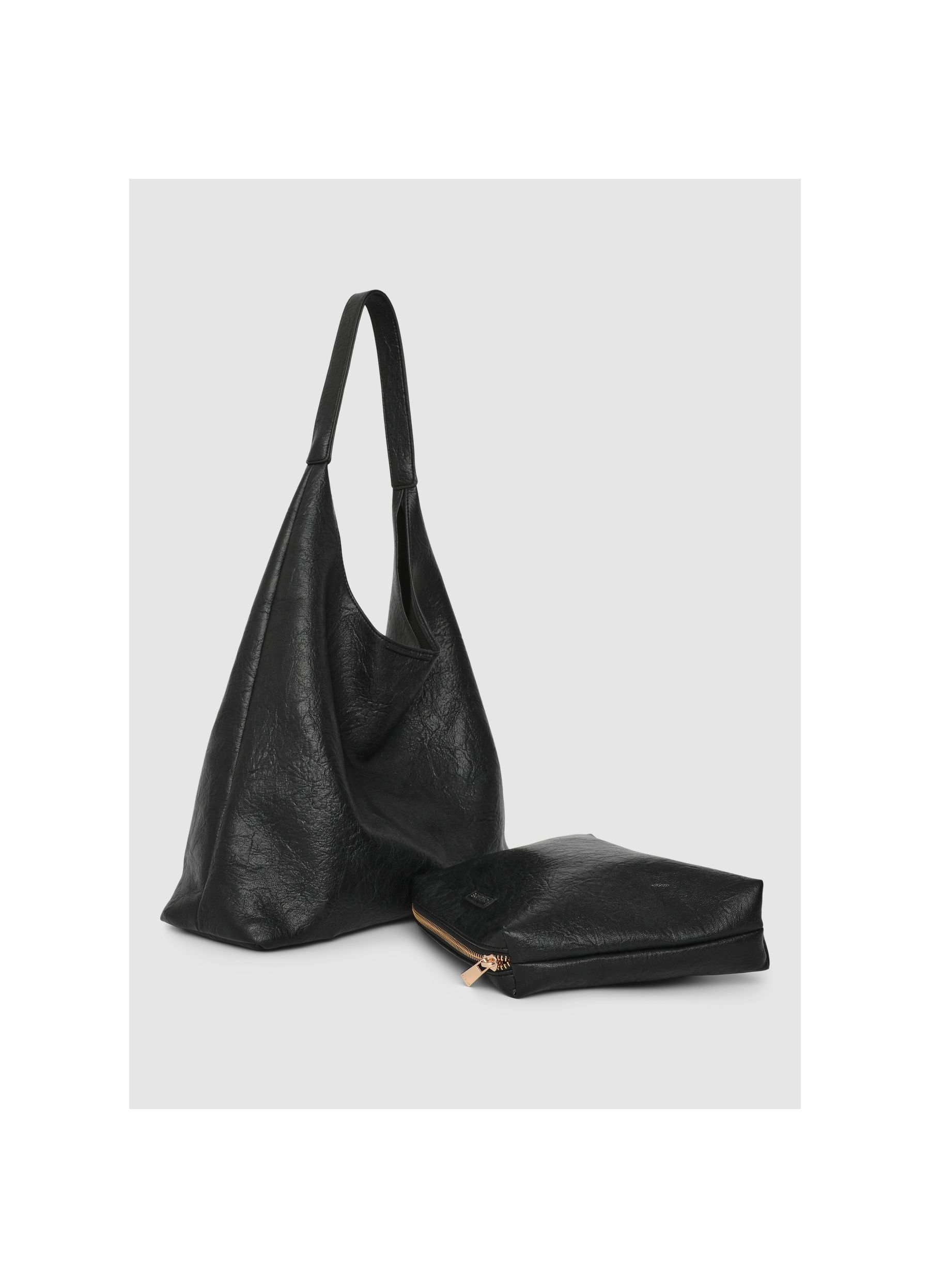 Trapezoid shopper with removable pouch ultrablack | Calliope