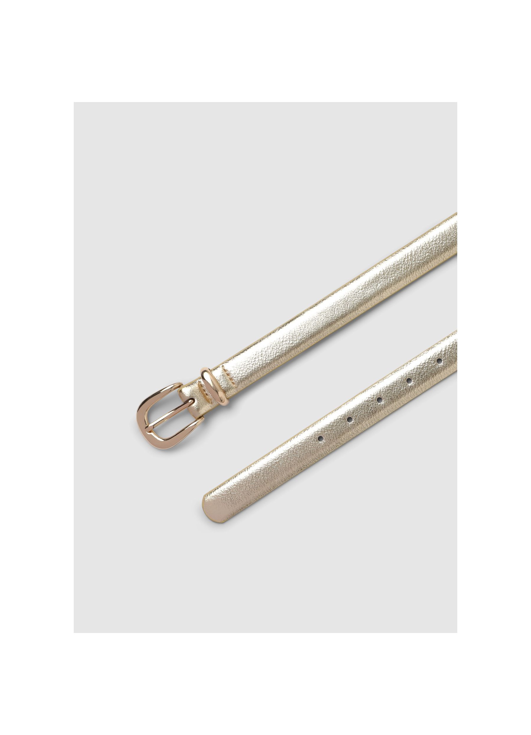 Thin belt with a shiny effect and metal buckle gold | Calliope