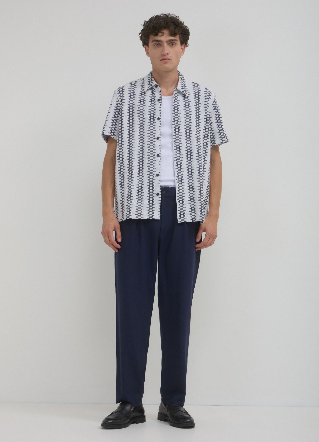 Πουκάμισο πλεκτό με ρίγες var midnight blue | Calliope