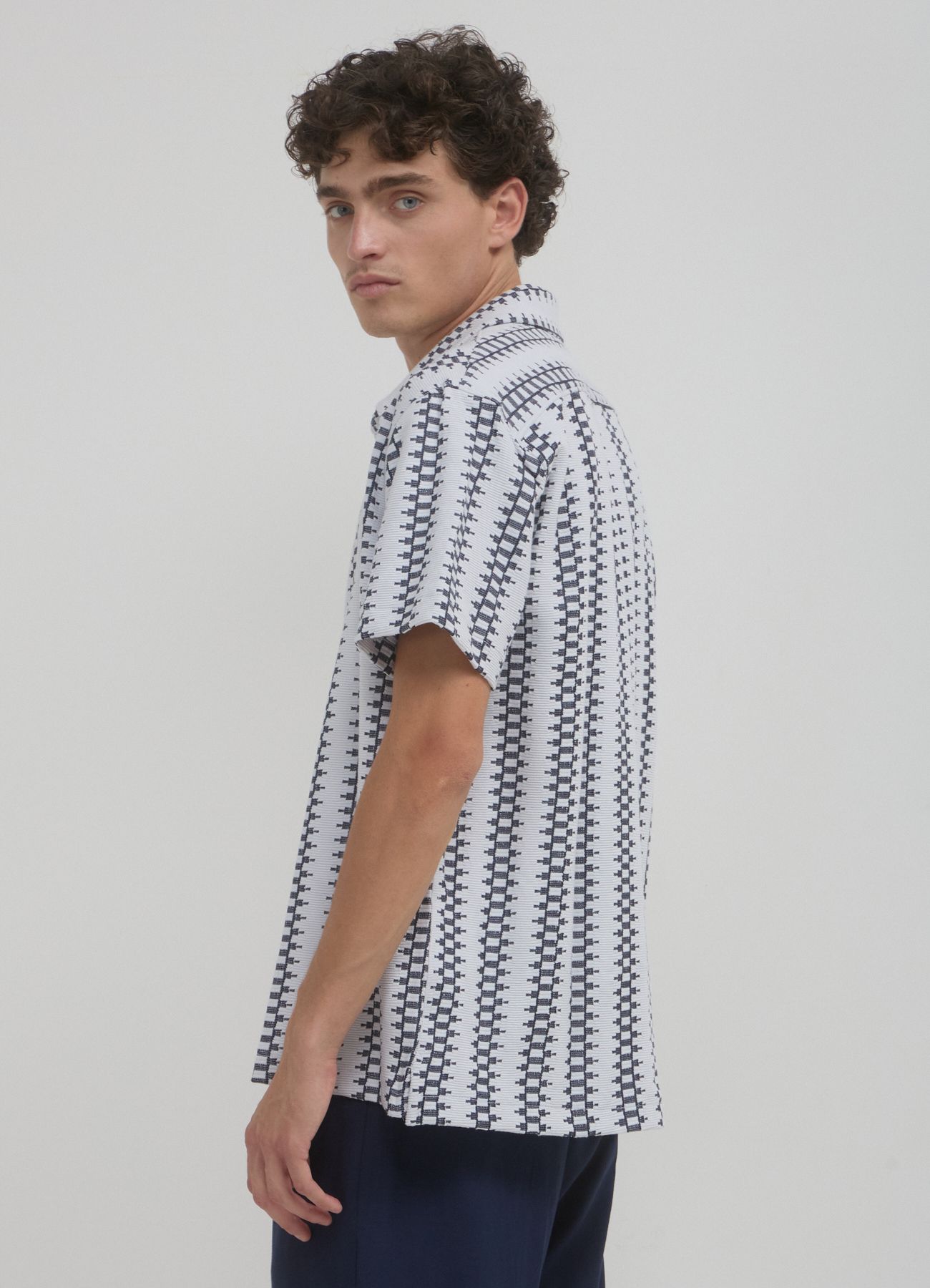 Πουκάμισο πλεκτό με ρίγες var midnight blue | Calliope