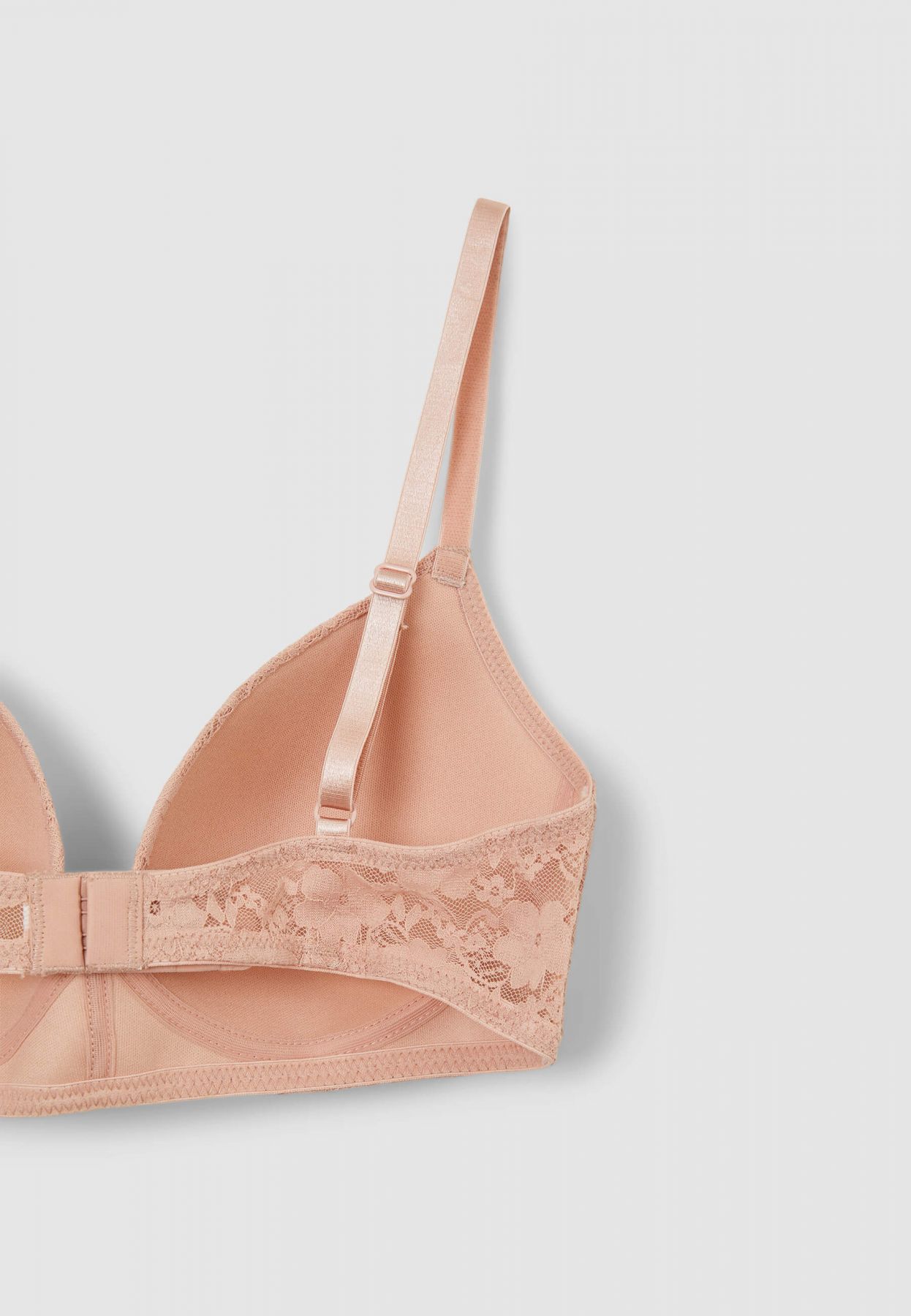 Pamučni trokutasti grudnjak sa čipkom i jastučićima roze | Calliope