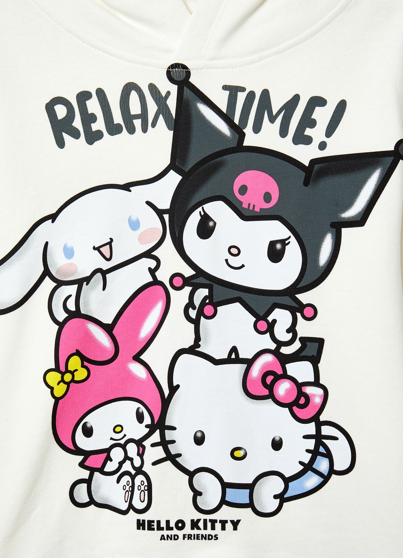 Hoodie with Hello Kitty and Friends print white wool | Calliope