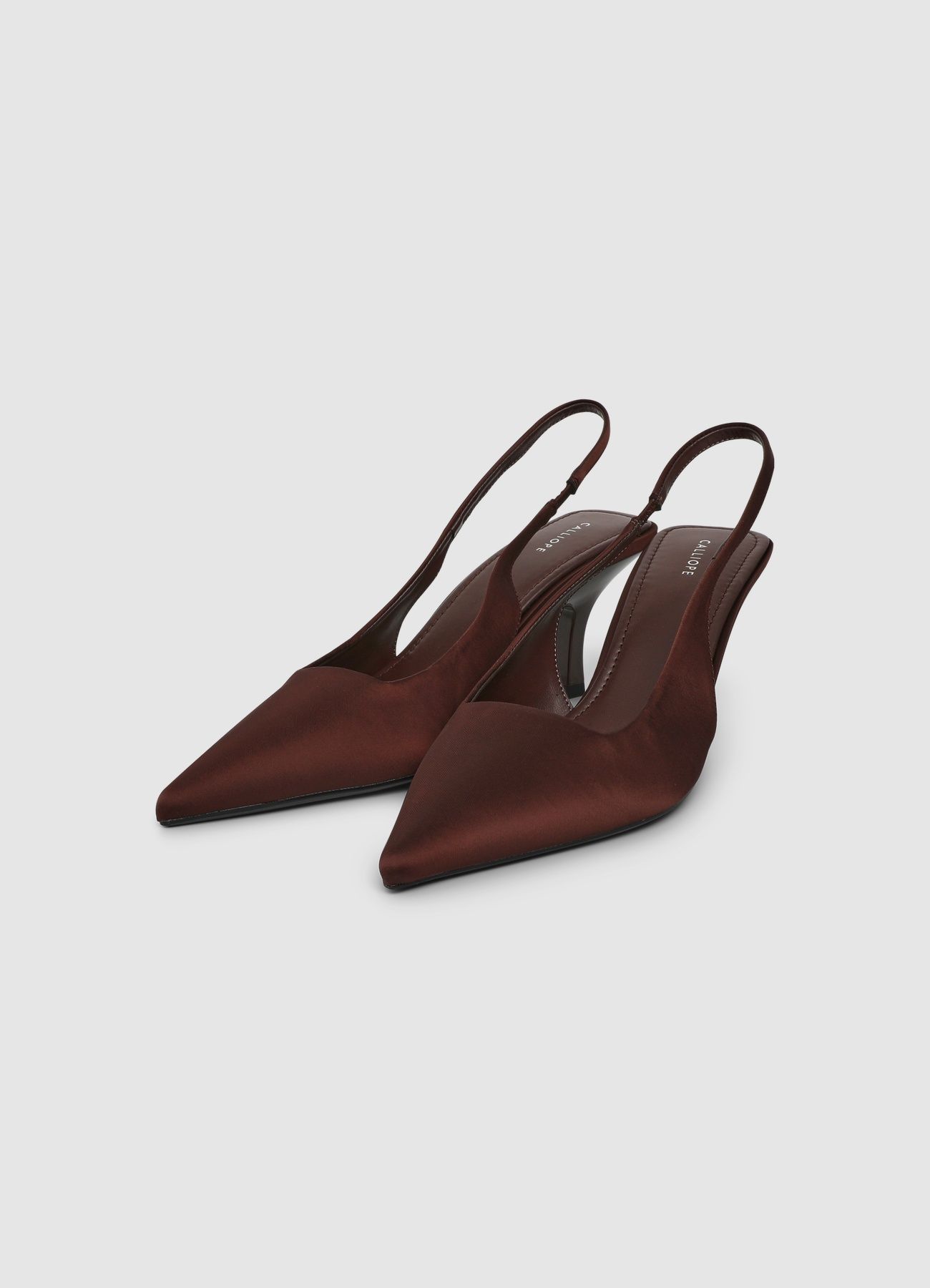 Solid colour slingback court shoes chocolate | Calliope