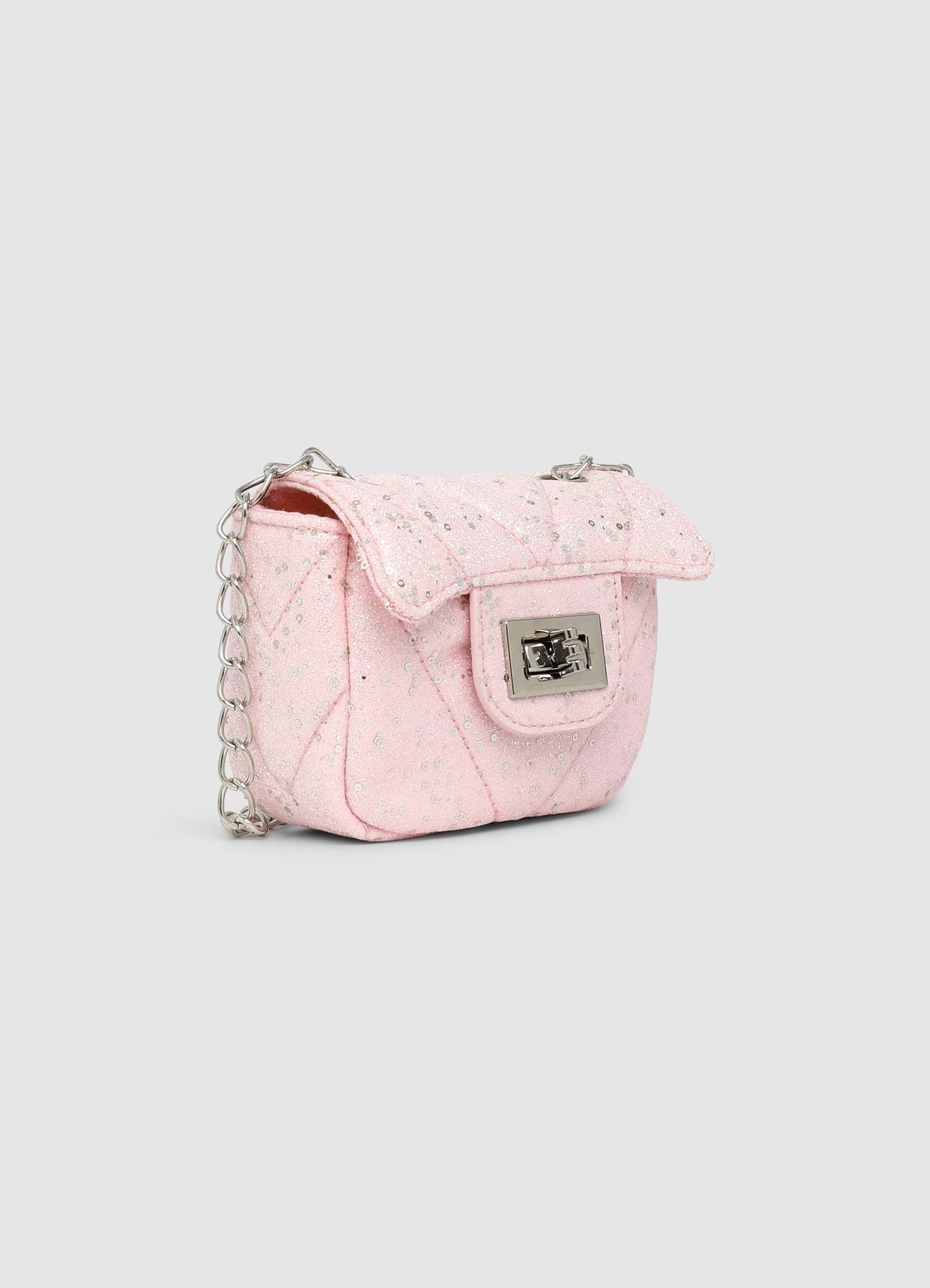Glitter mini bag with chain var natural pink | Calliope